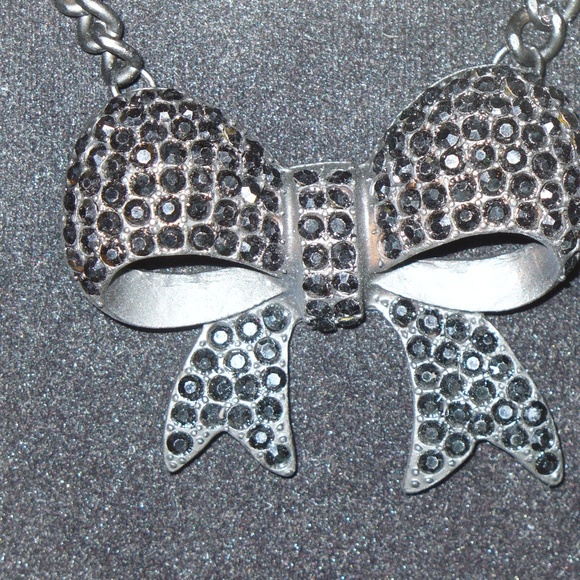 Jewelry | New Black Rhinestone Bow Tie Necklace Set | Poshmark